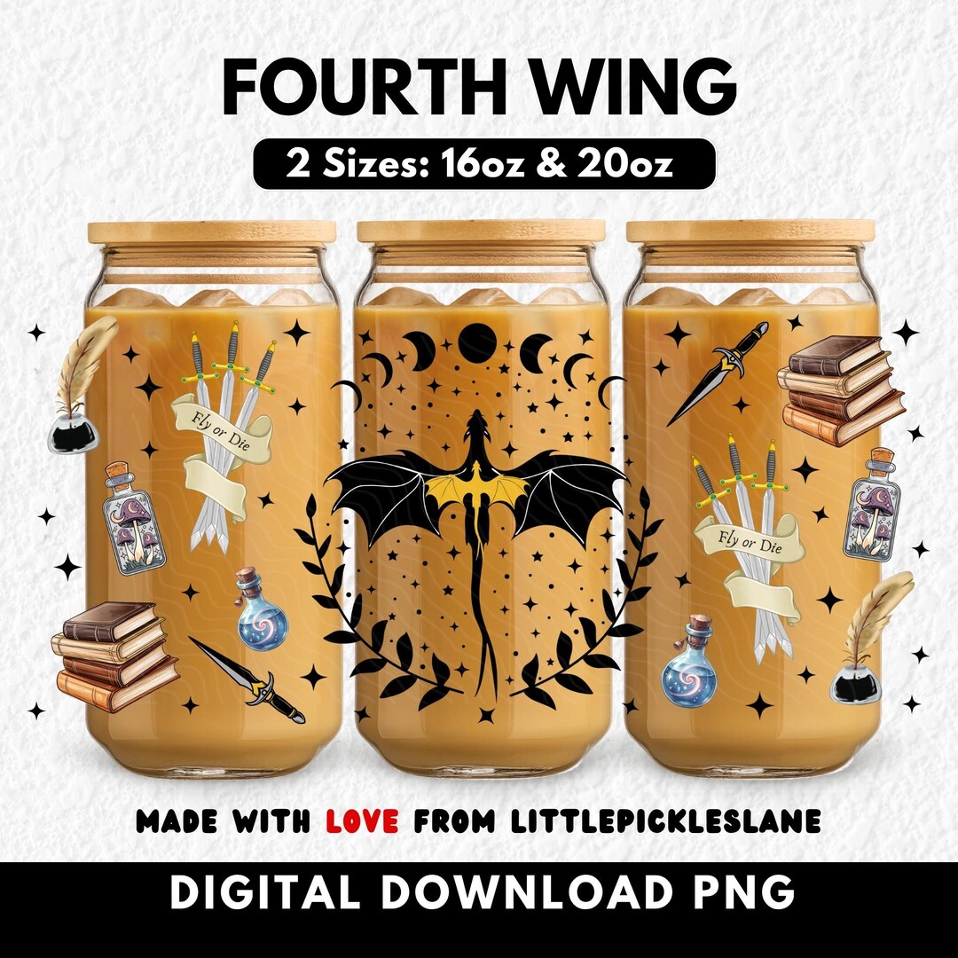 Fourth Wing Tumbler Wrap 16oz 20oz Libbey Glass Can Wraps, Fantasy ...