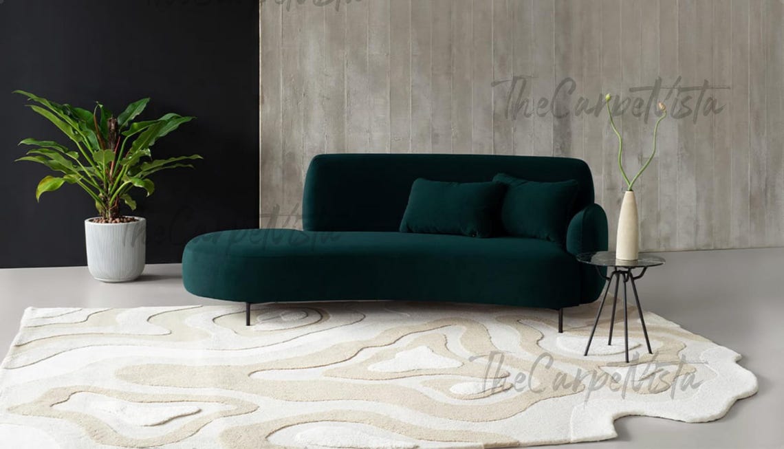 Irregular Shape Rug Green 3 Pile Luxury Pattern Custom Rug 100%handmade ...