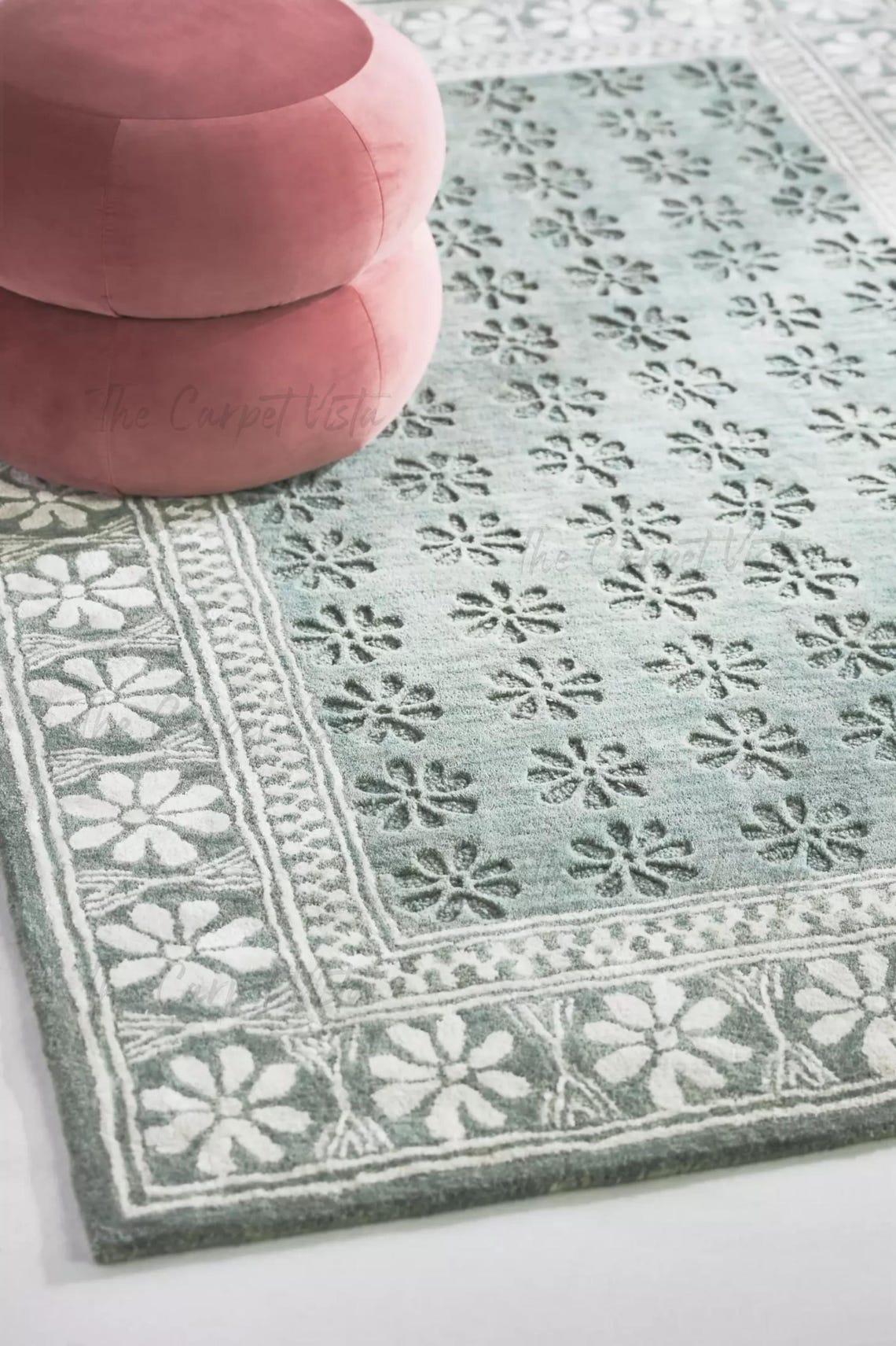 Hand Tufted Daisy Rugs Modern Luxury Pattern Green Color Tufted Rug ...