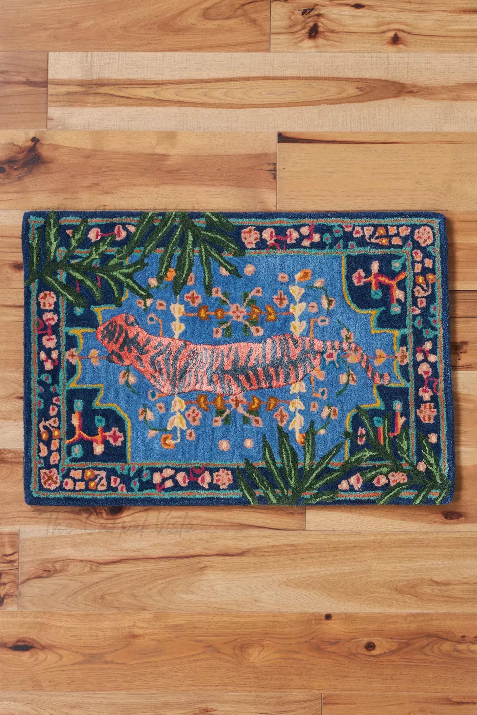 Hand Tufted Bengal Tiger Blue Animal Shape Tufted Rug Solid Rug Hand ...