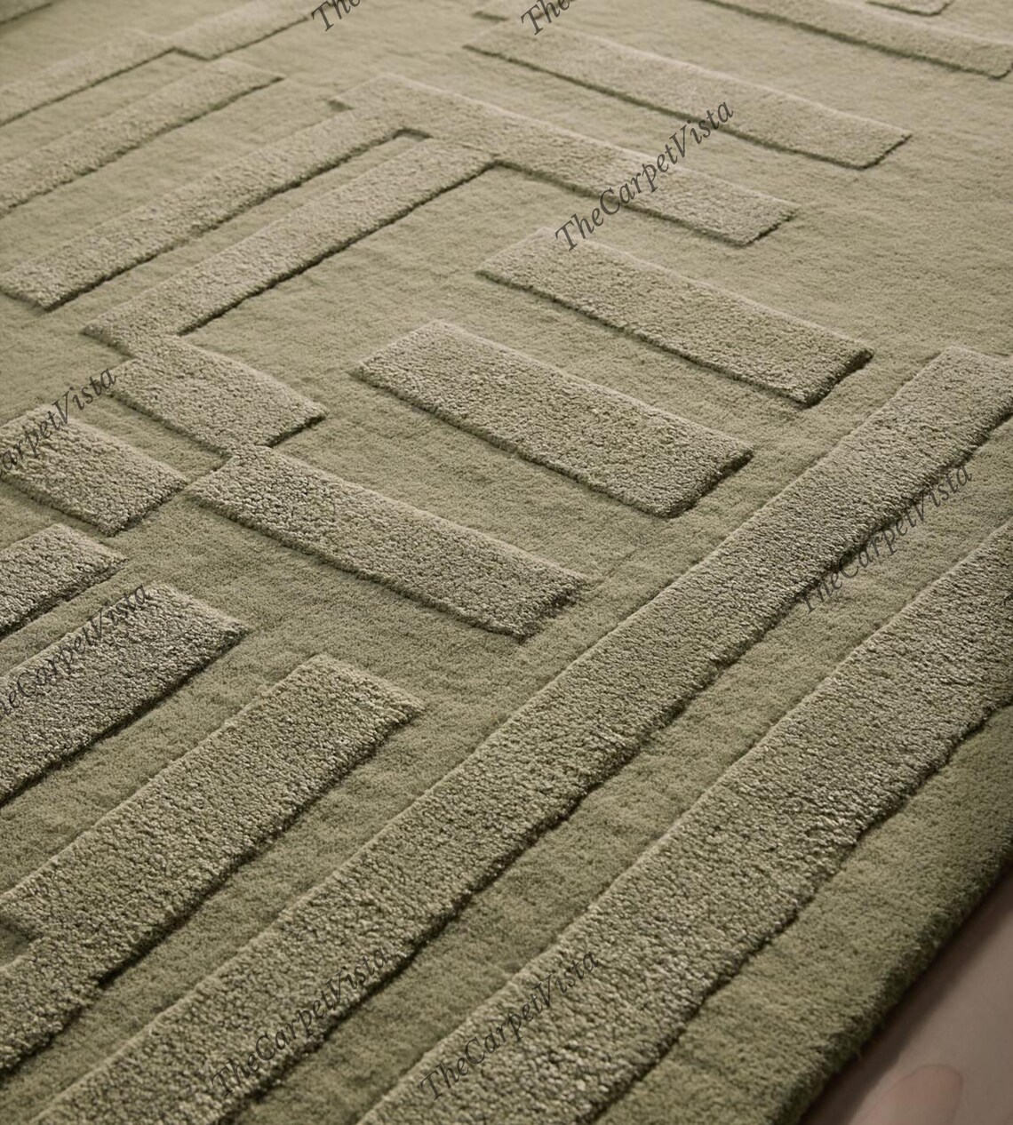 Soho Home Jarrett Green Sage Rug Hand-tufted 100% Wool Handmade Area ...
