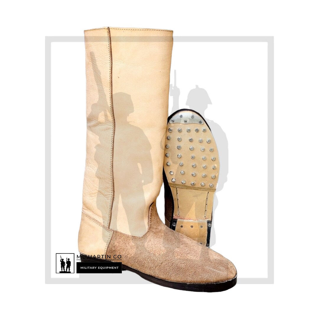 Tan Leather Long Boots With Hobnails | Handmade Leather Boots for Men ...
