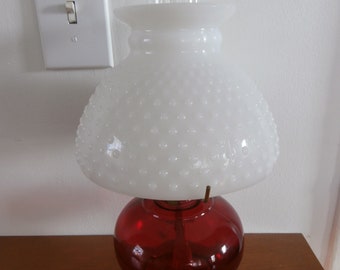 Red Glass Oil Lamp - Etsy