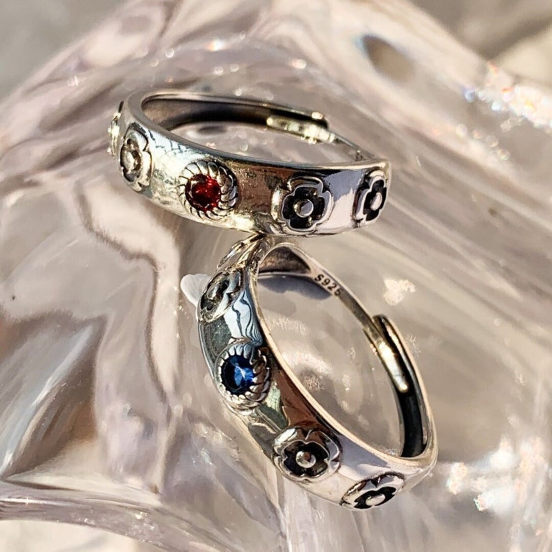 Red and Blue Color Stone Ring, Howl Moving Castle Ring, Couple Ring ...