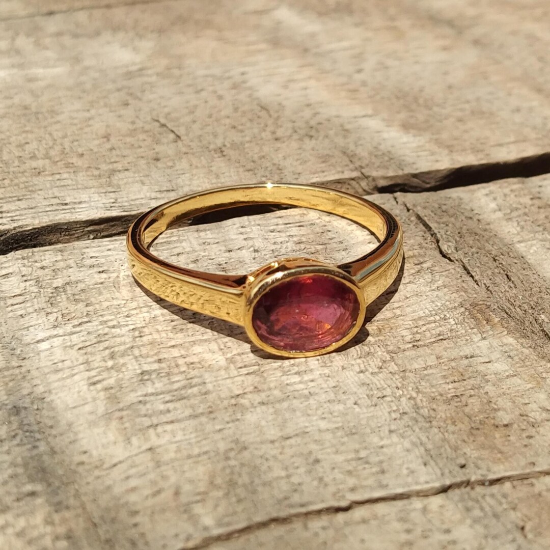 14k Vermeil Gold Ruby Gemstone Ring 925 Sterling Silver Handmade ...