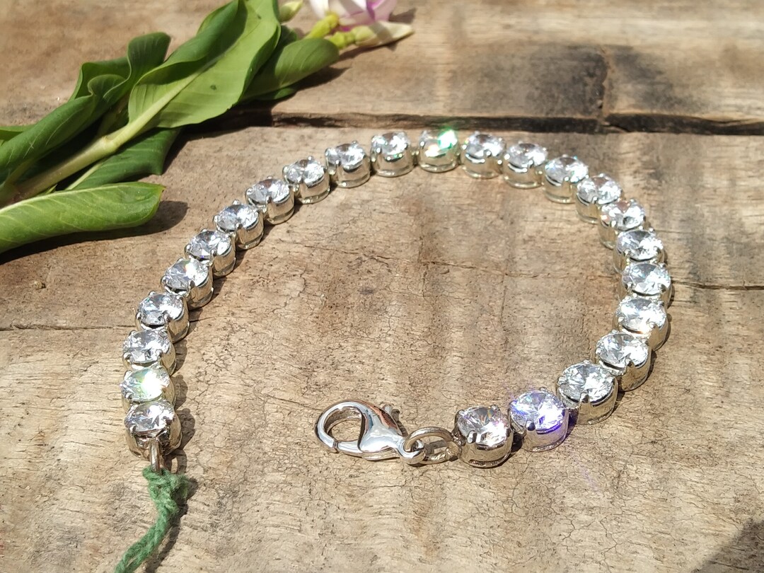 Diamond Tennis Bracelet, Diamond CZ, 925 Italian Sterling Silver, 14k ...