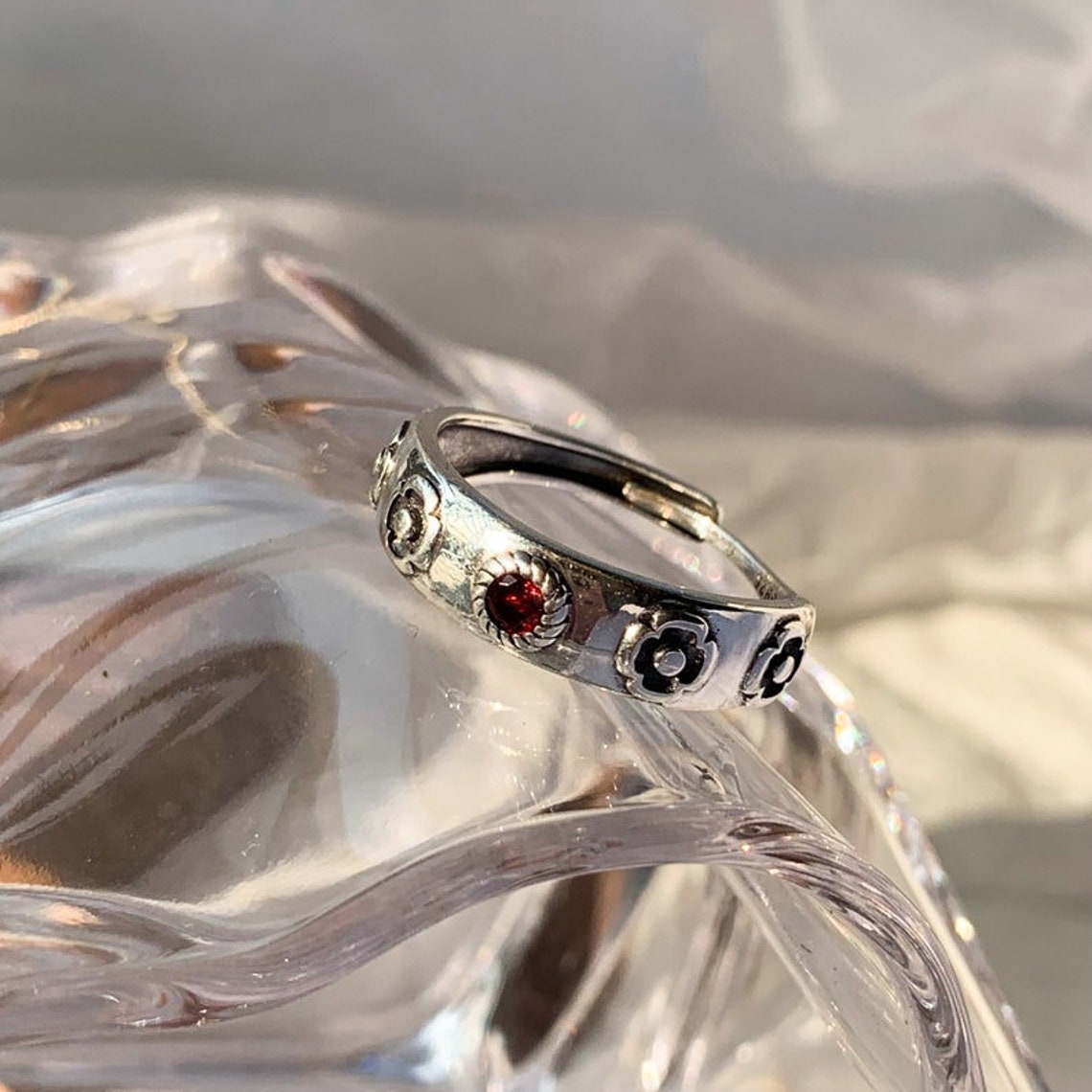 Howl Moving Castle Ring, Red Gem Ring, Blue Gem Ring, Couple Ring ...