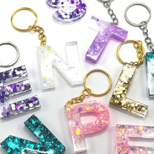 Personalised Glitter Keychain Gift, Custom Initial Letter, Name Key ...