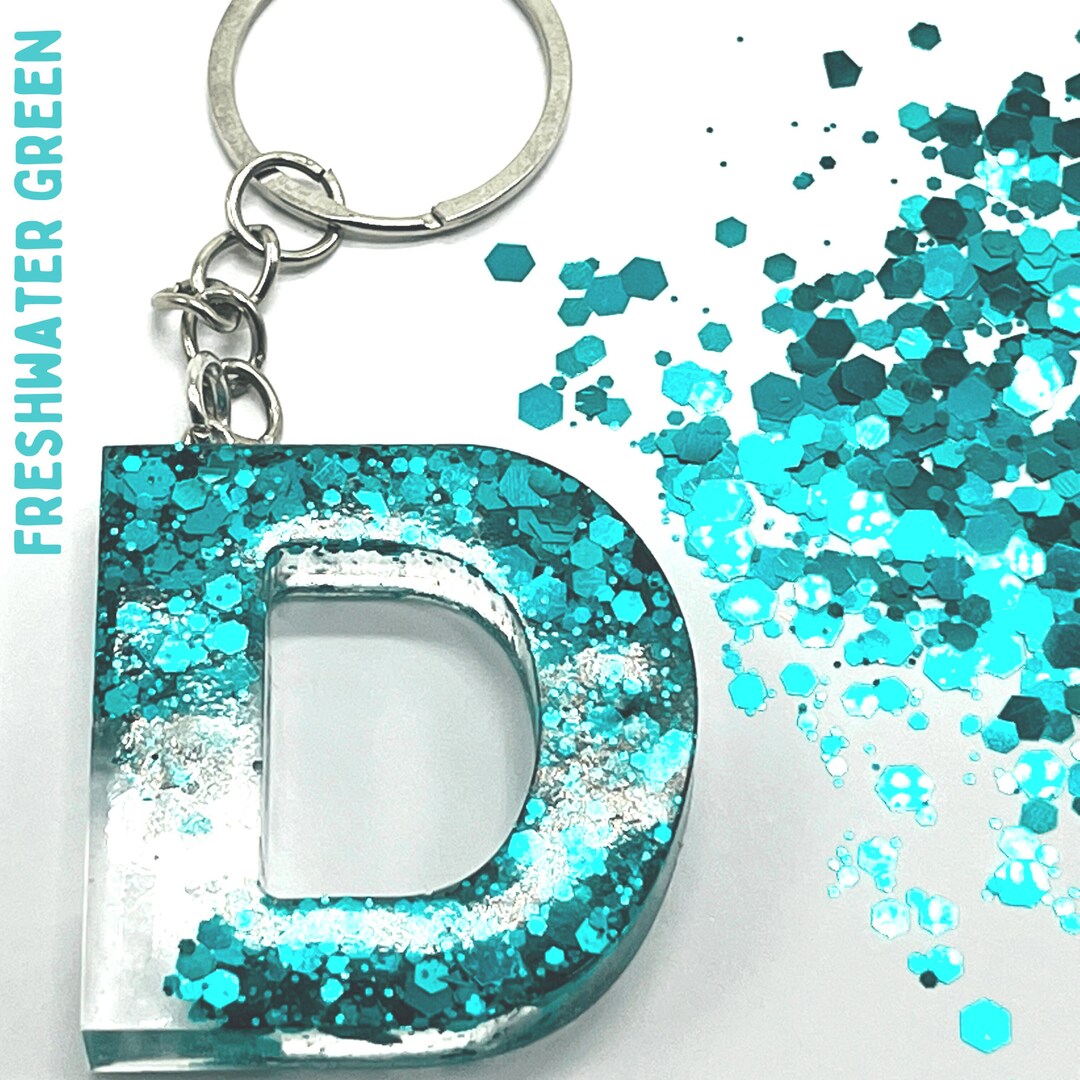 Personalised Glitter Keychain Gift, Custom Initial Letter, Name Key ...