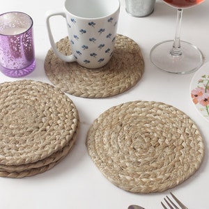 Set of 4 Jute Coaster Set Beach Rope Coasters Set Gift for Dining ...