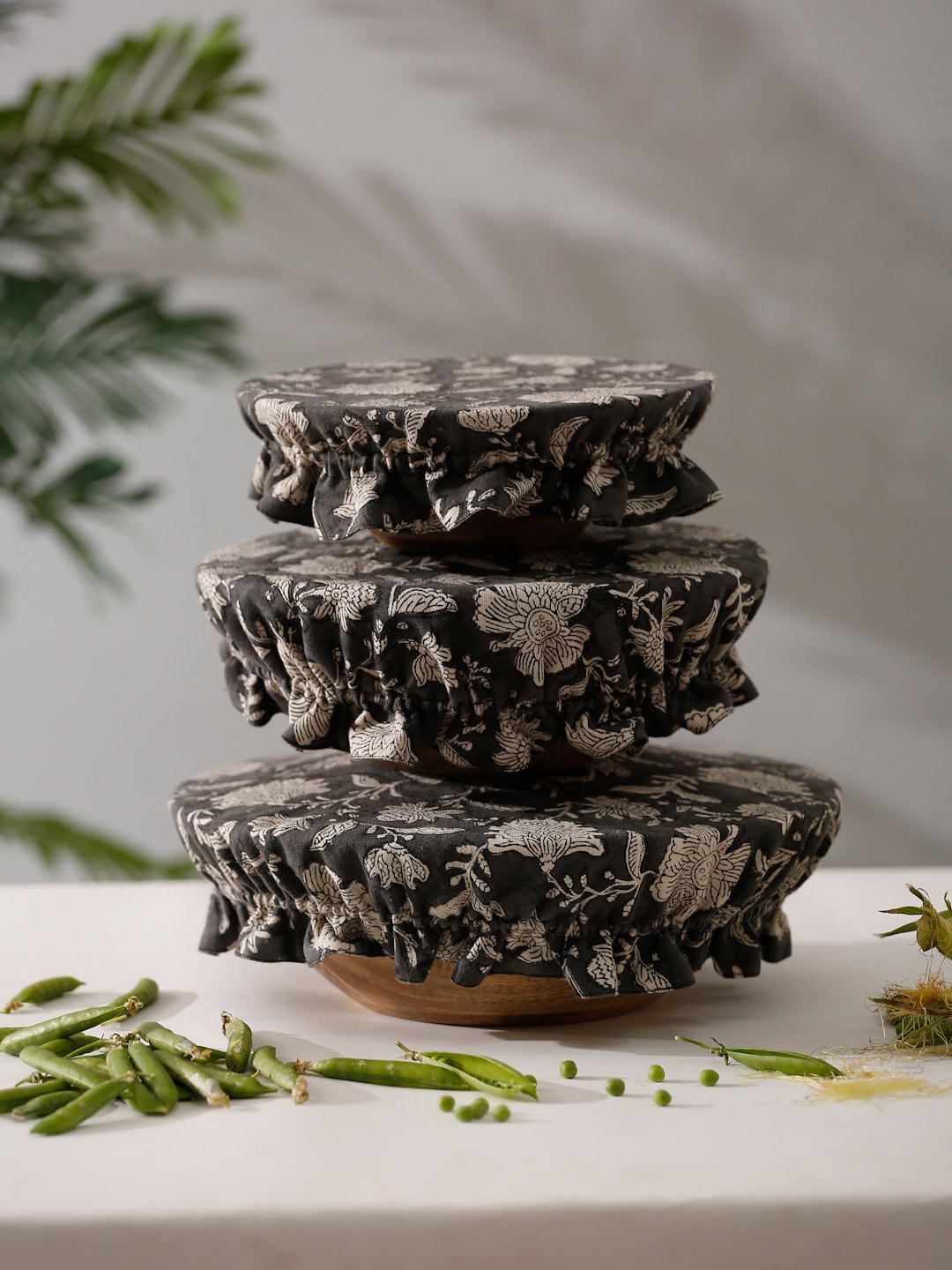 Handmade Linen Bowl Cover Set: Floral Hand Block Printed Cotton Covers ...
