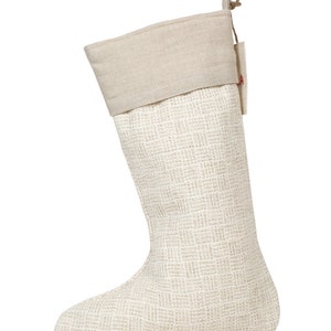Checkered Linen Stocking Natural Color Stocking Christmas Decor ...