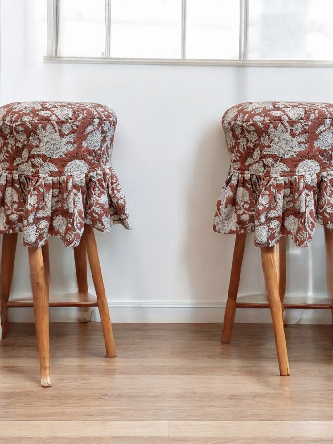 Linen Stool Cover | Custom Slipcover for Bar Stool | Hand Block Bar ...