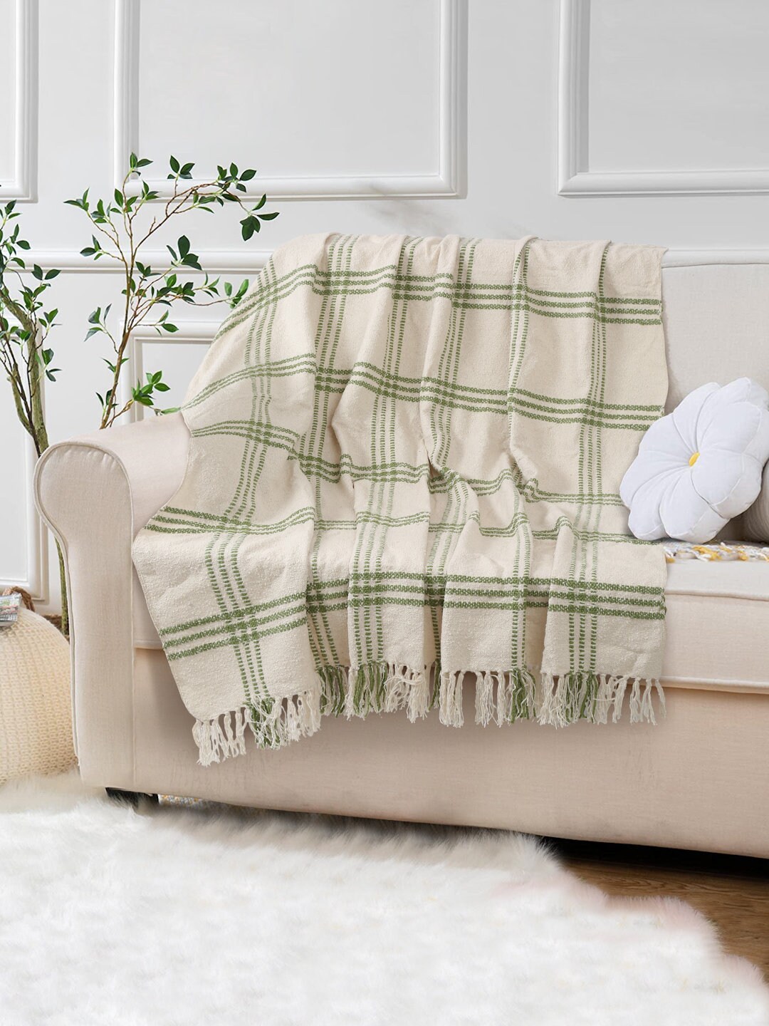 Checkered Couch Throws Eco-friendly Throws Woven Cotton Boucle Throws ...