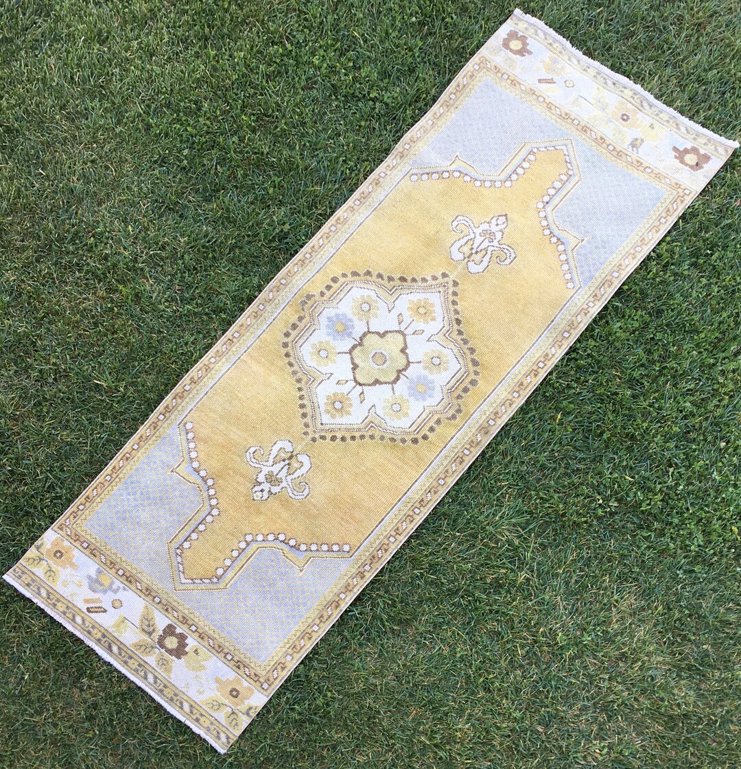 Oushak Runner Rug, Turkish Rug Runner, Green Wool Runner, Handmade Rug ...