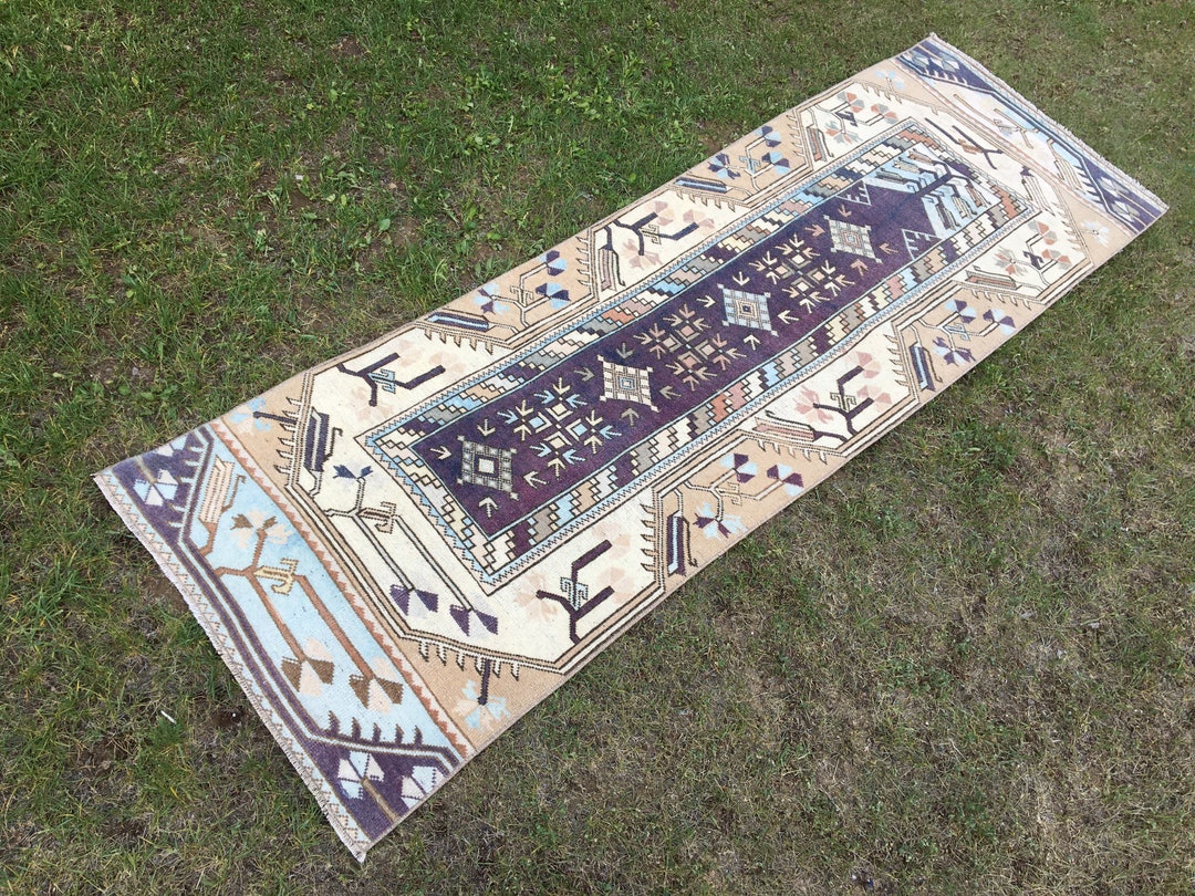 Rustic Runner Rug, Vintage Short Runner Rug, Oushak Runner Rug ...