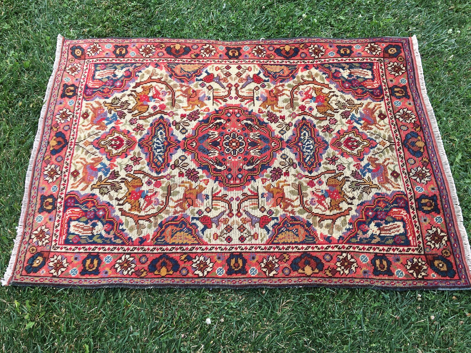 Vintage Persian 3x4 Rug, Handmade Antique Rug, Area Carpet, Farmhouse ...