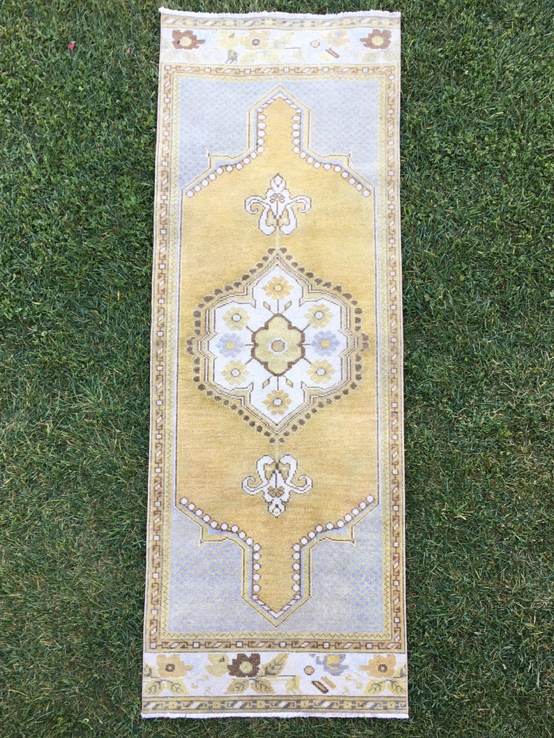 Oushak Runner Rug, Turkish Rug Runner, Green Wool Runner, Handmade Rug ...