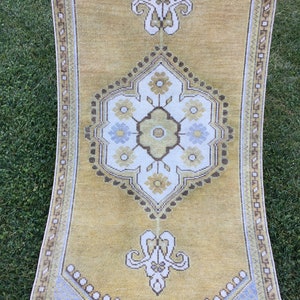 Oushak Runner Rug, Turkish Rug Runner, Green Wool Runner, Handmade Rug ...