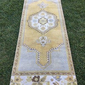 Oushak Runner Rug, Turkish Rug Runner, Green Wool Runner, Handmade Rug ...