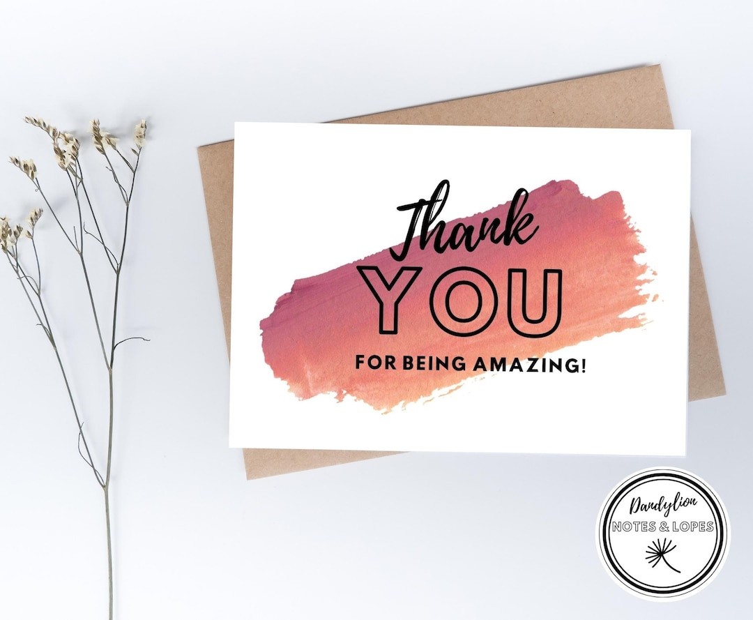 Thank You Card Thank You for Being Amazing Card 5x7 - Etsy