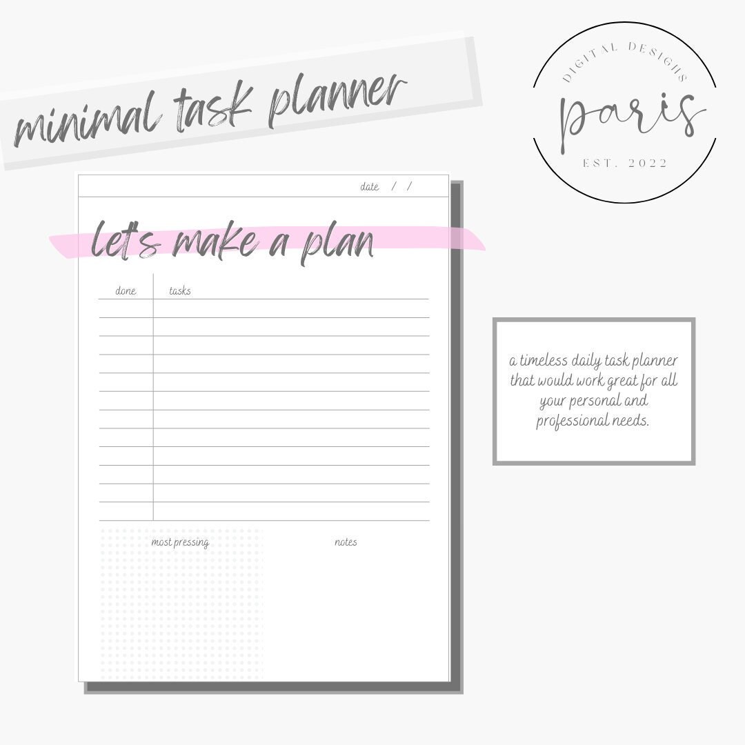 Daily Work Planner Digital Download Printable Daily Etsy