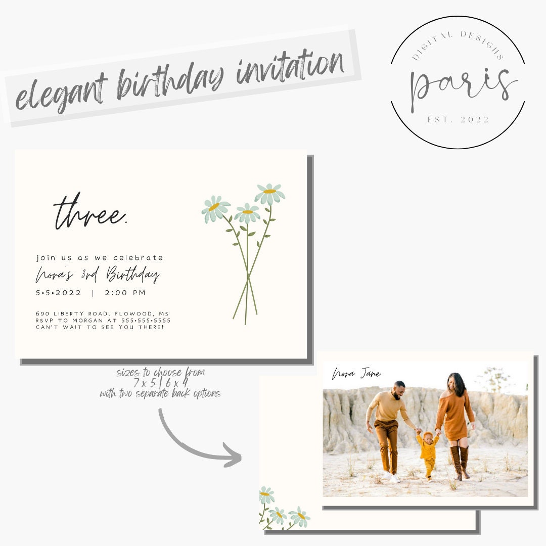 Elegant Daisy Birthday Invitation | Beautiful Invitation | Elegant ...