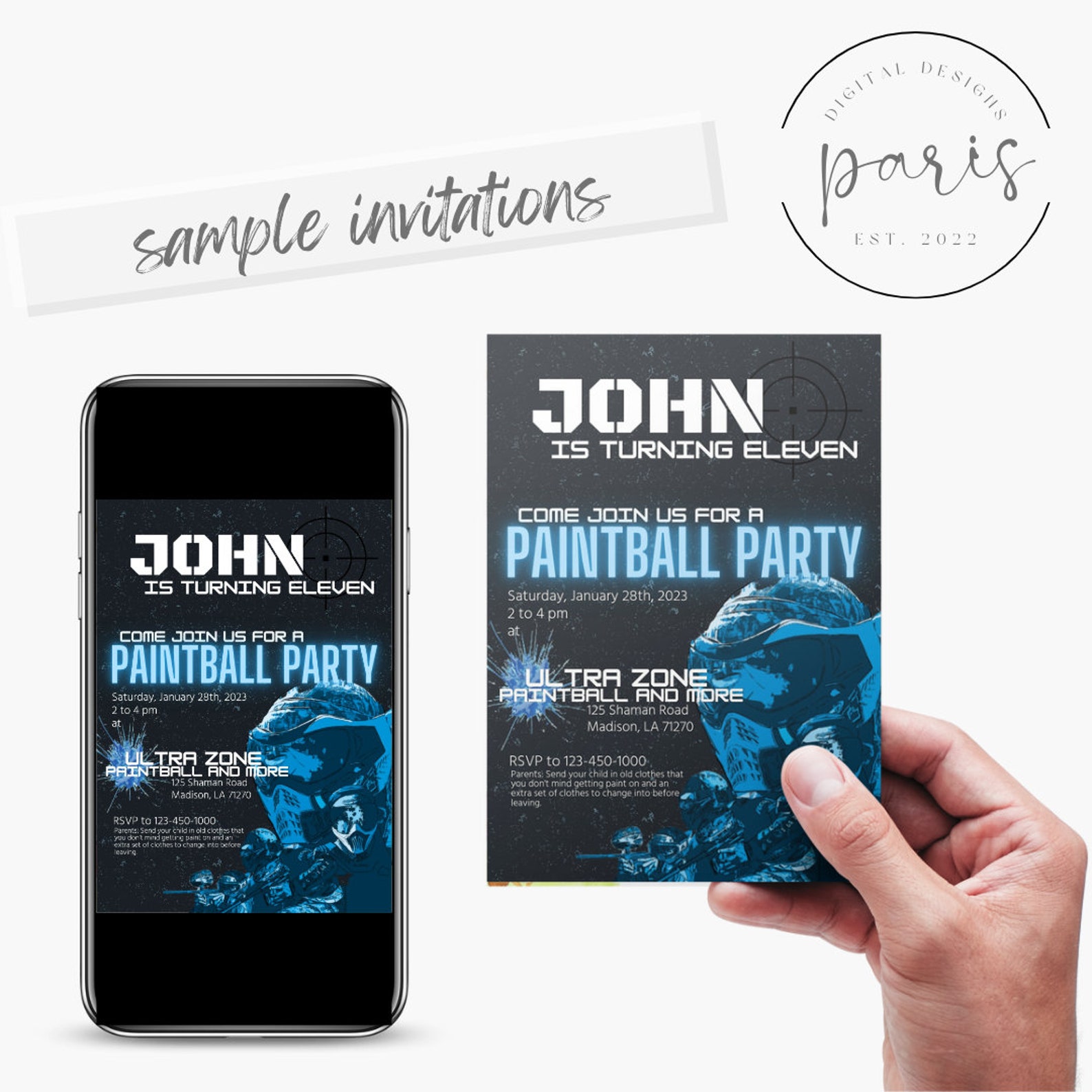 Paintball Party Invitation | Teen Boy | Paintball Birthday Invitation ...