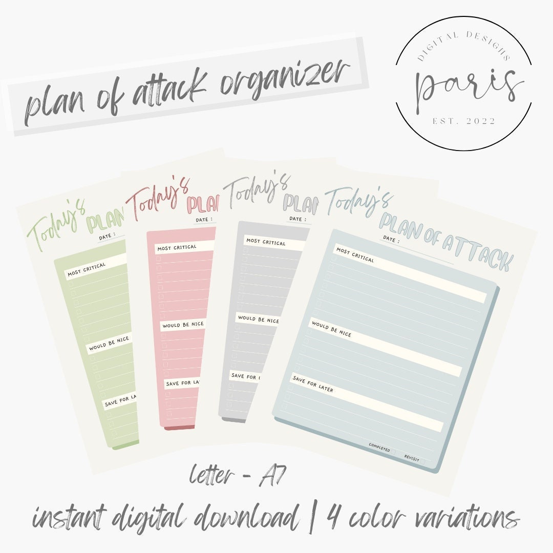 Today's Plan of Attack | To-do List | To-do Today | Task Tracker ...