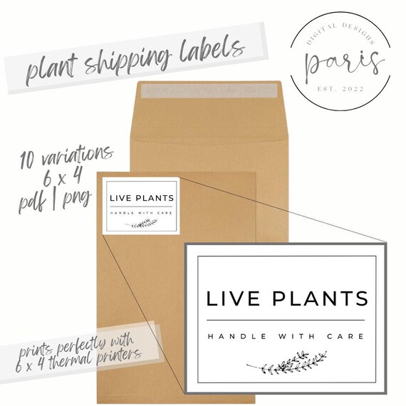 Plant Shipping Labels PNG Rollo Sticker Download Thermal - Etsy