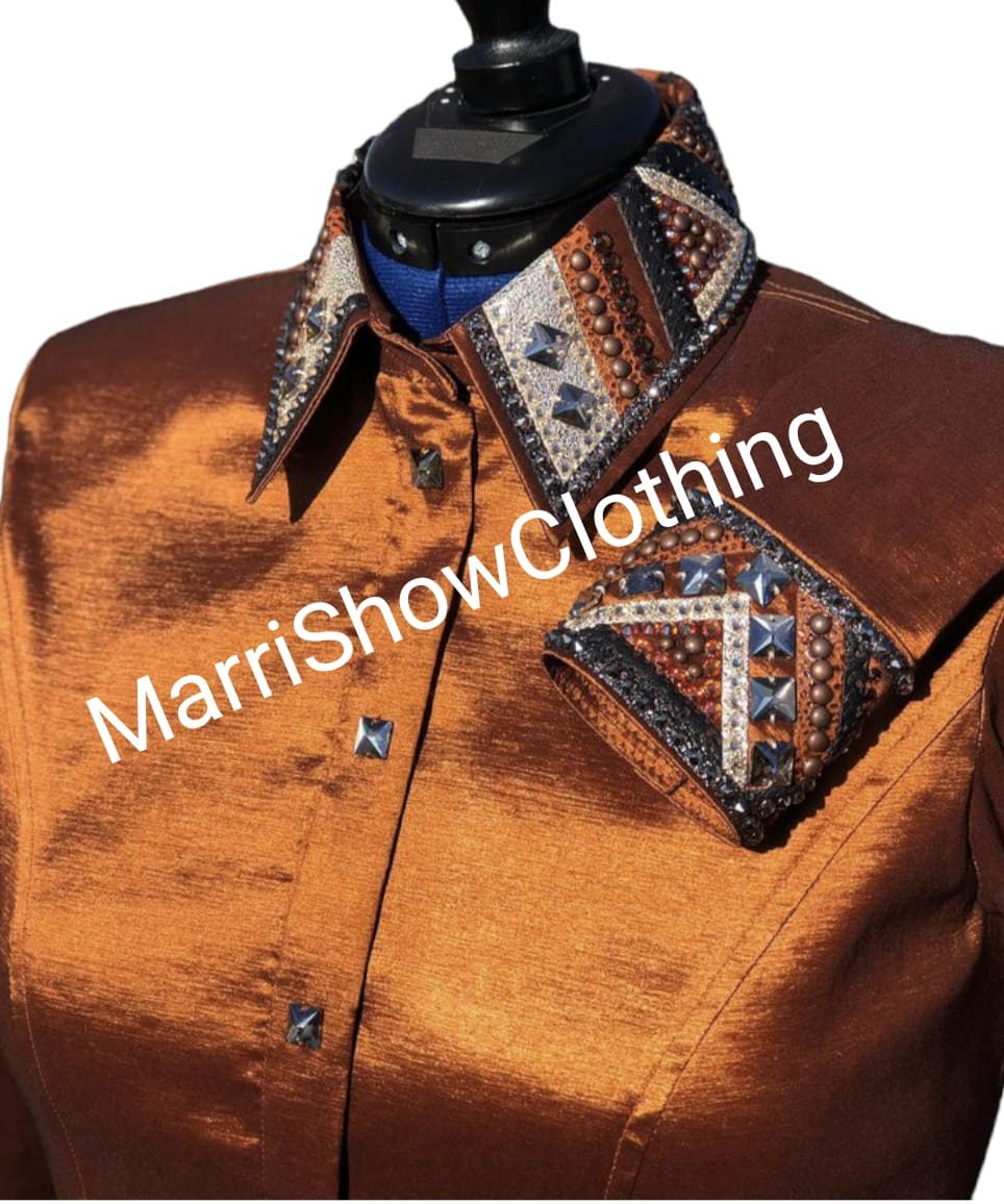 Copper Western Show Shirt: Rhinestone Horsemanship Rodeo Queen Top - Etsy