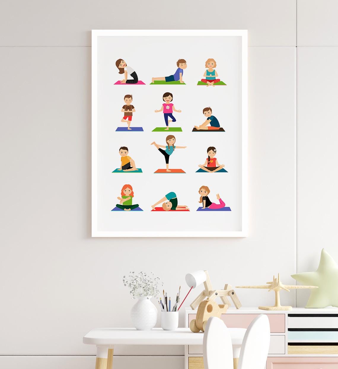 Kids Yoga Poses Printable Poster Mindfulness Wall Art for Children ...