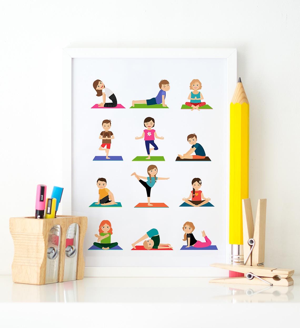 Kids Yoga Poses Printable Poster Mindfulness Wall Art for Children ...
