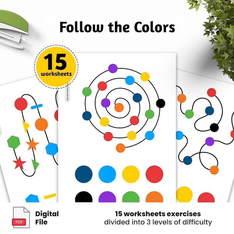 Follow the Colors – Printable Visual Tracking Game for Kids | Focus ...