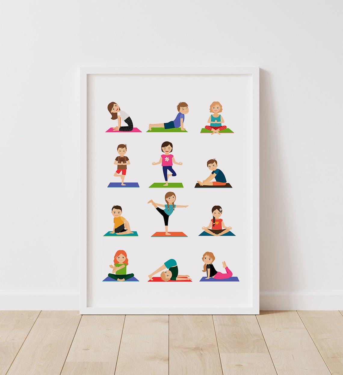 Kids Yoga Poses Printable Poster Mindfulness Wall Art for Children ...