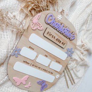 Butterfly Personalised Interchangeable First Day Board, Back to School ...