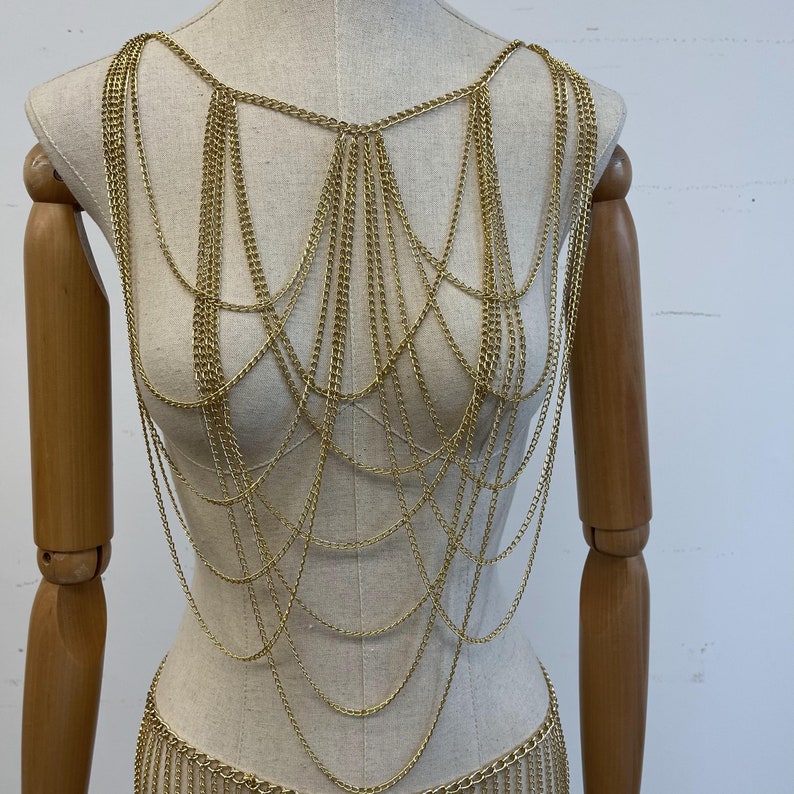 Gold Body Chain Set, Tassel Music Festival Jewelry, Body Chain, Rave ...