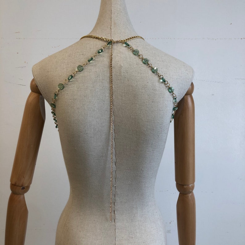Green Crystal Beaded Body Chain - Etsy