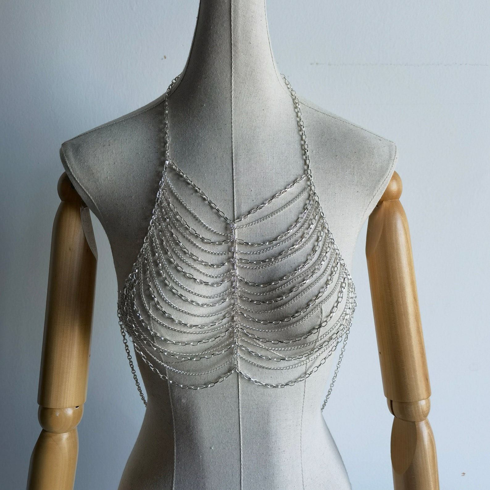 Silver Bra - Metal Multi-layer Bra - Bra Top Body Chain - Holiday Bra ...