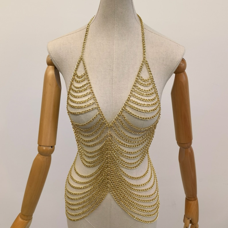 Gold Chain Vest Bra Sexy Body Jewelry Bra Jewelry Body - Etsy