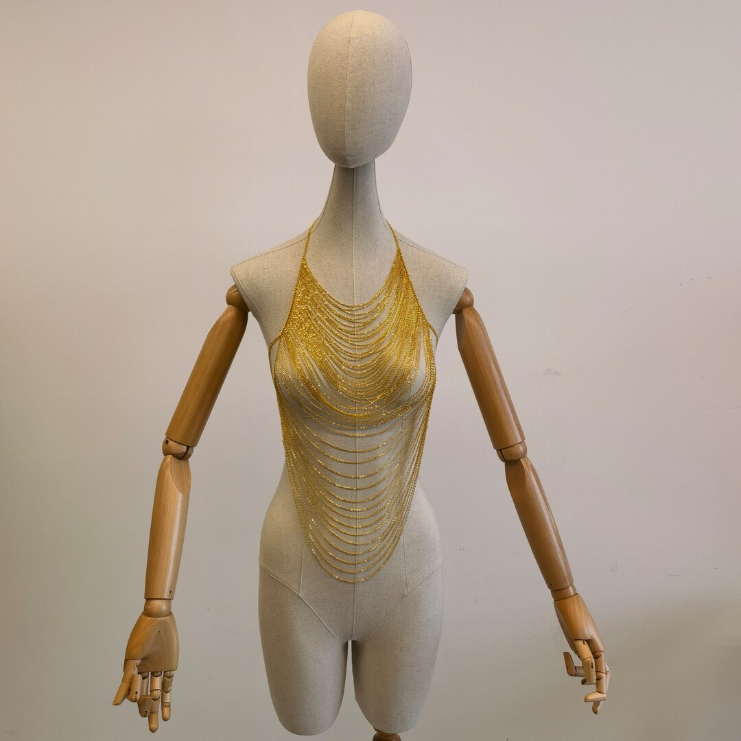 Gold Multilayer One-piece Bra Body Chain, Festival Body Chain - Etsy