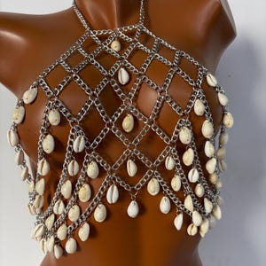 Mermaid Cowrie Shell Chain Top Bra Harness Bikini Top Body Jewelry ...