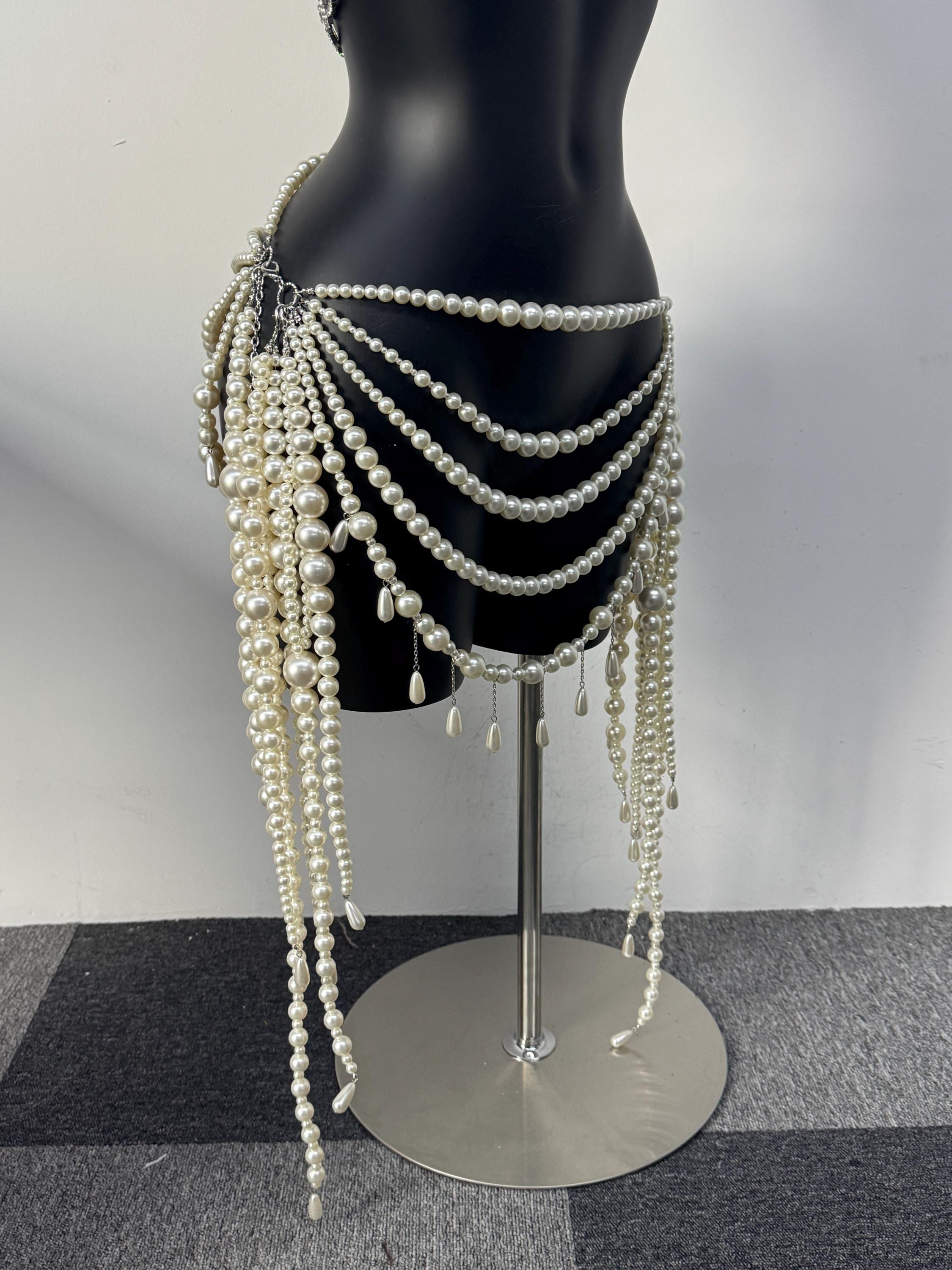 Pearl Body Chain Skirt, Festival Jewelry,pearl Accessories,gift for Her ...