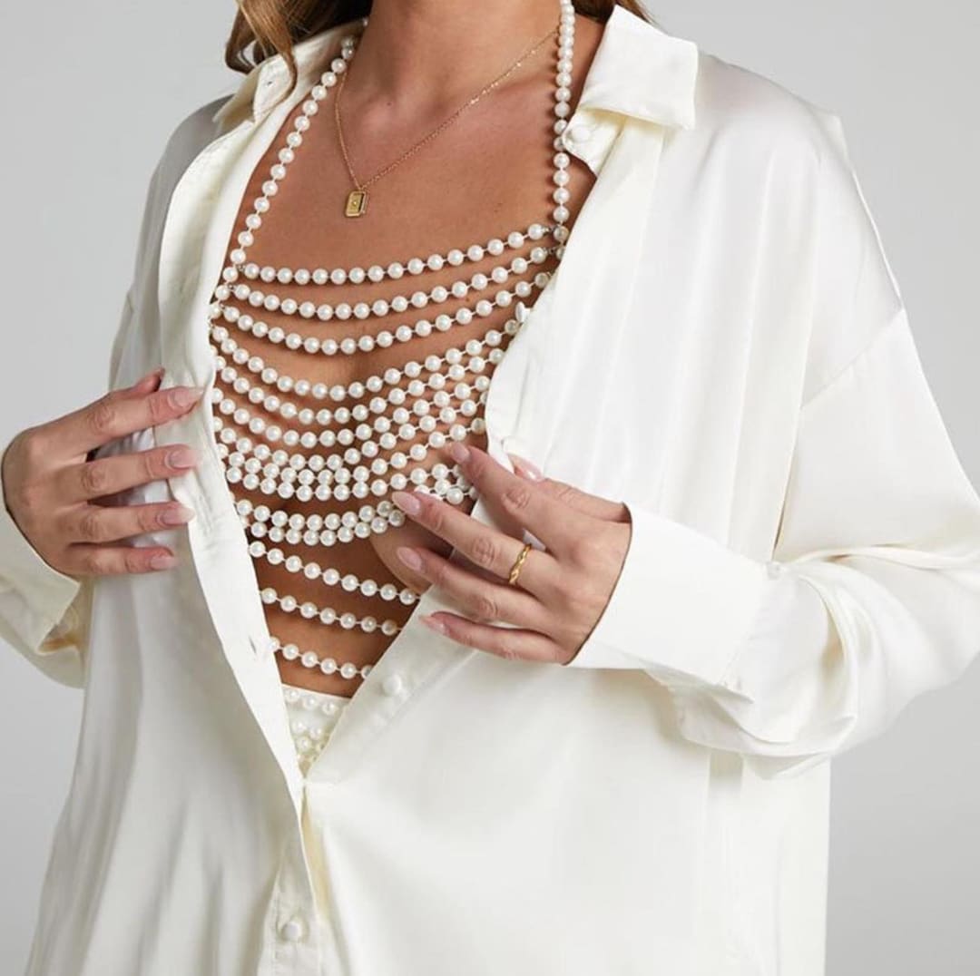 Pearl Body Chain Bra/sexy Body Chain/pearl Body Chain Vest - Etsy
