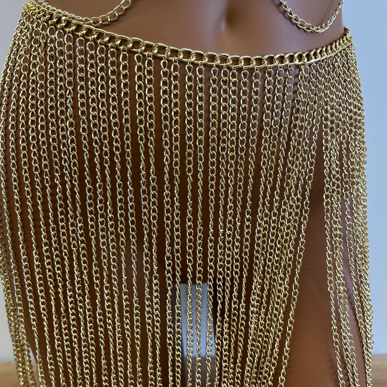 Golden Body Chain Bra, Body Chain Skirt, Holiday Jewelry, Sexy Body Set ...