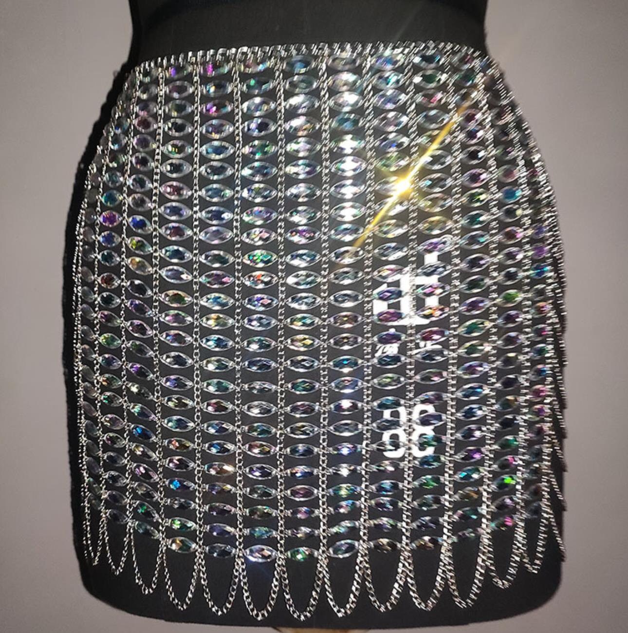 Crystal Body Chain Skirt/body Chain Waist Chain/music Festival - Etsy