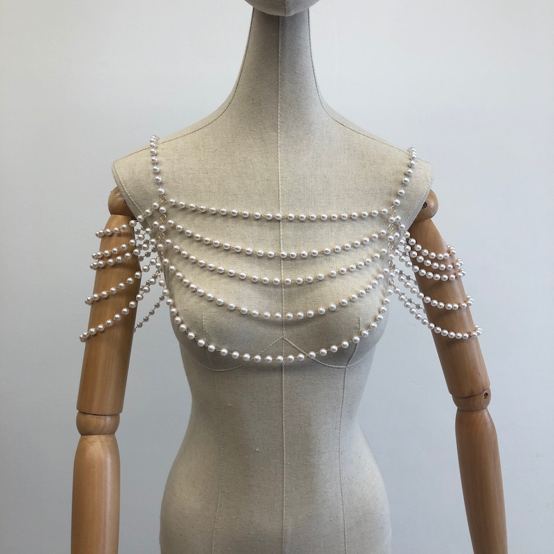 Handmade Pearl Body Chain Jewelry Fashion Shoulder Chain Chest Etsy