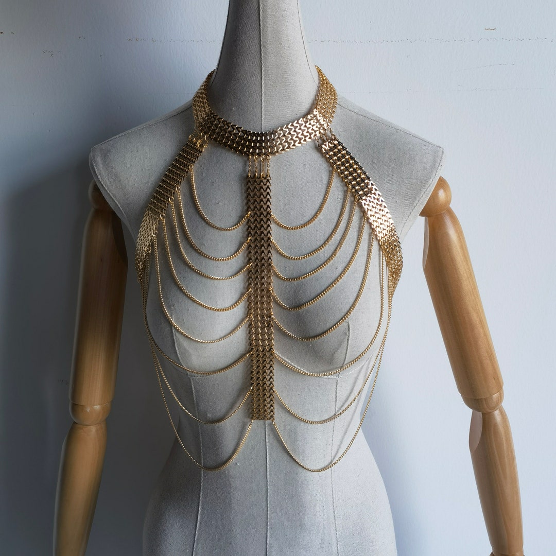 Gold Chain Top Silver Chain Bra | Sexy Body Jewelry | Bra Jewelry ...
