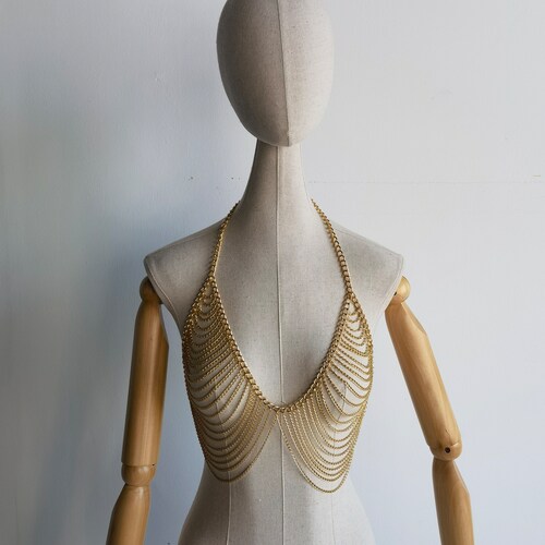 Gold Bra Body Chain Body Jewelry Bra Jewelry Holiday Party - Etsy