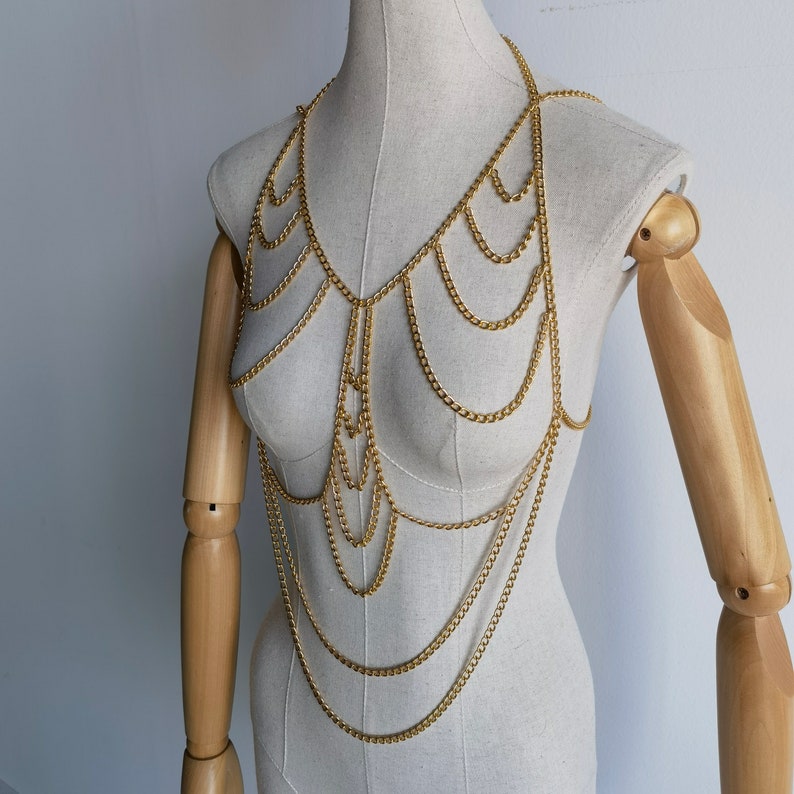 Fashion Multi-layer Body Chain Chest Chain, Body Jewelry, Layered Body ...